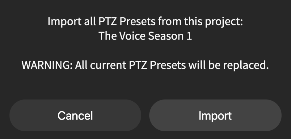 Import Settings from a Previous Project – CuePilot Support